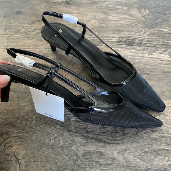 Mango | Shoes | Mango Black Slingback Heels | Poshmark